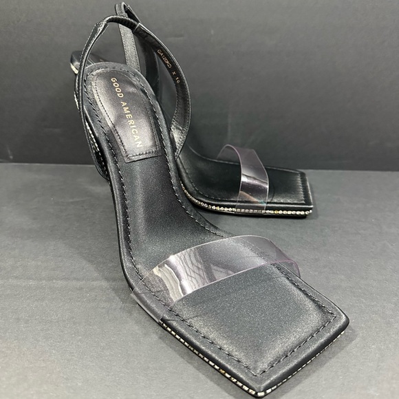 Good American | Shoes | Good American Crystal Crush Sling Heels Sandal ...